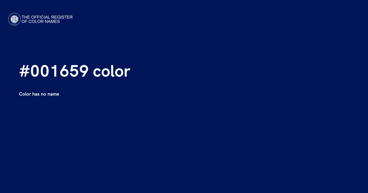 Deep Sapphire Blue color - #001659 - The Official Register of Color Names