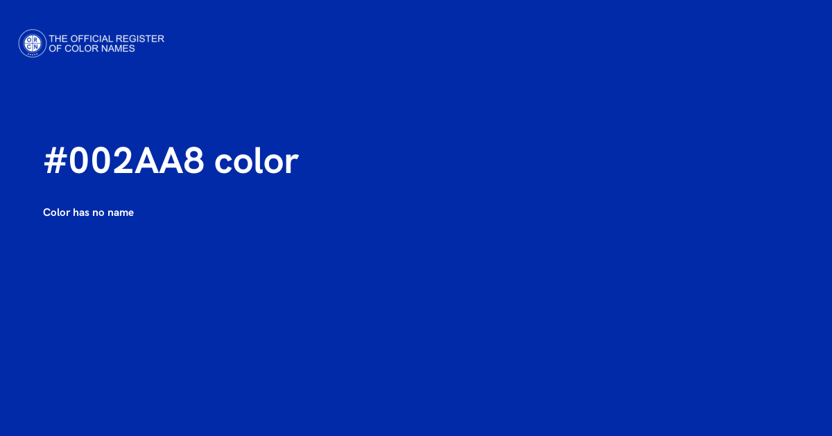 Strong Sapphire Blue color - #002AA8 - The Official Register of Color Names