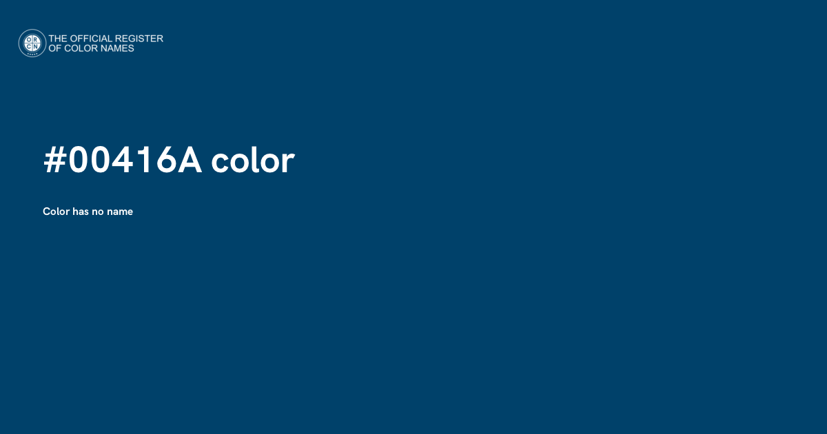 Indigo Dye color - #00416A - The Official Register of Color Names