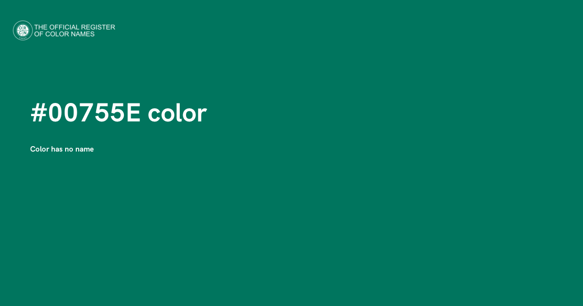 Tropical Rainforest color - #00755E - The Official Register of Color Names