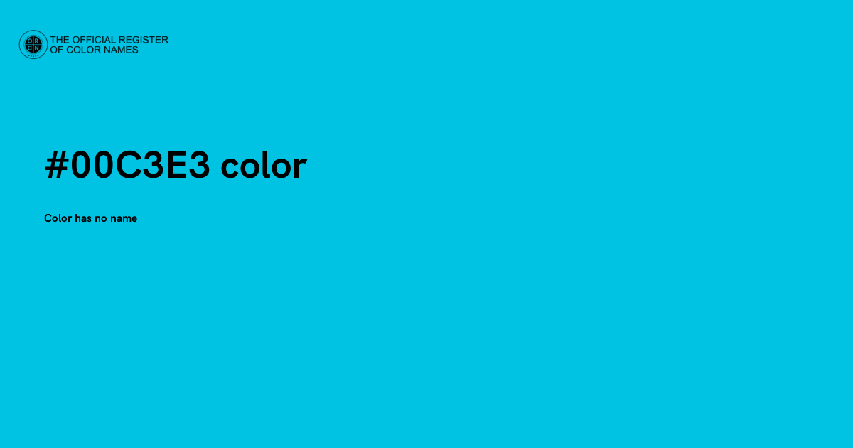Hawaii Blue color - #00C3E3 - The Official Register of Color Names