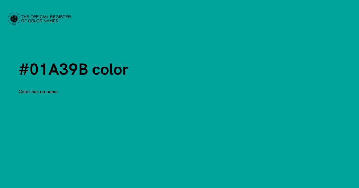 Color #01A39B - The Official Register of Color Names
