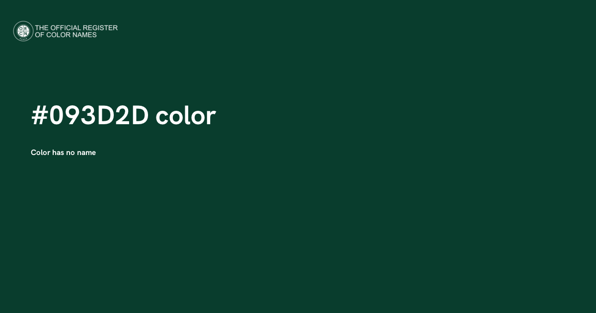 Color #093D2D - The Official Register of Color Names