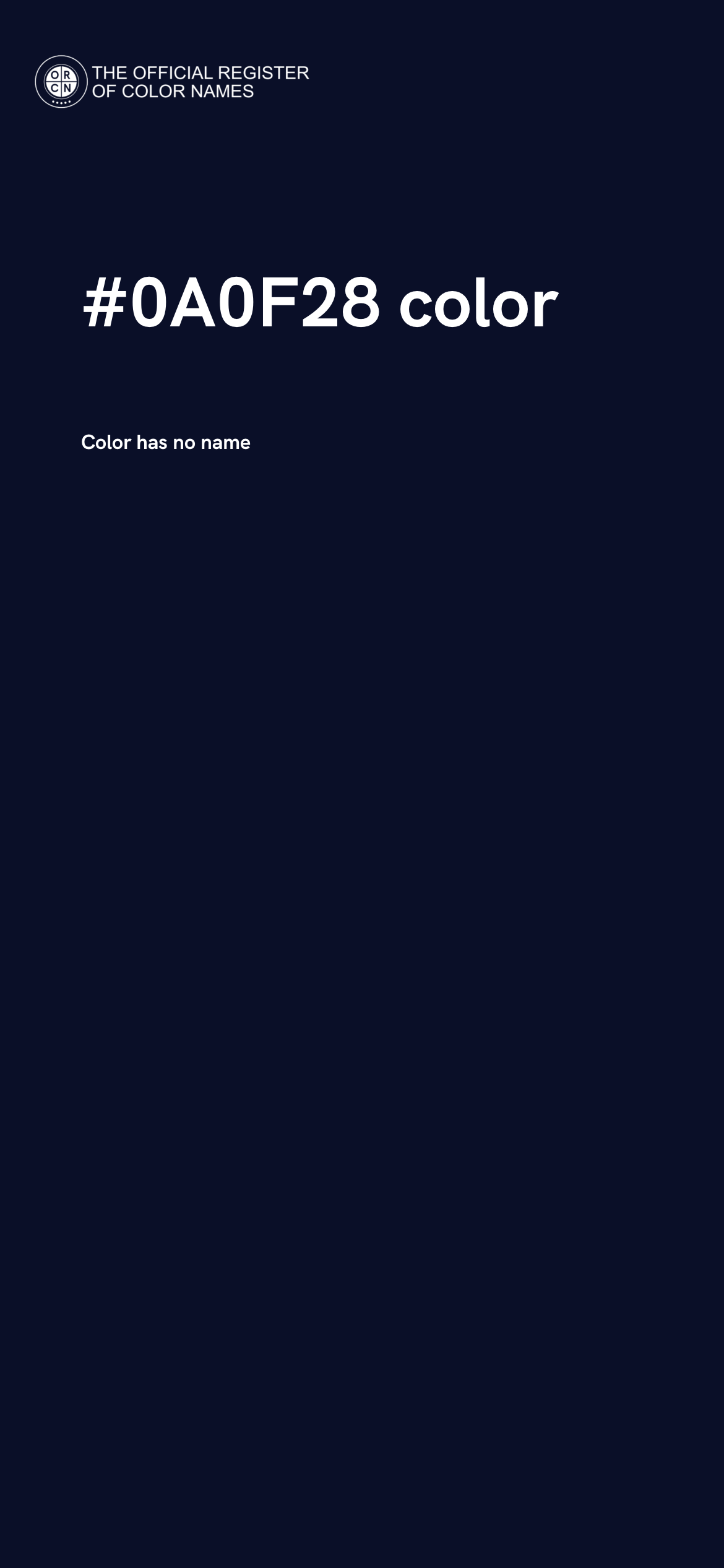Color #0A0F28 - The Official Register of Color Names
