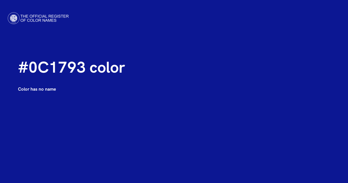 Royal color - #0C1793 - The Official Register of Color Names