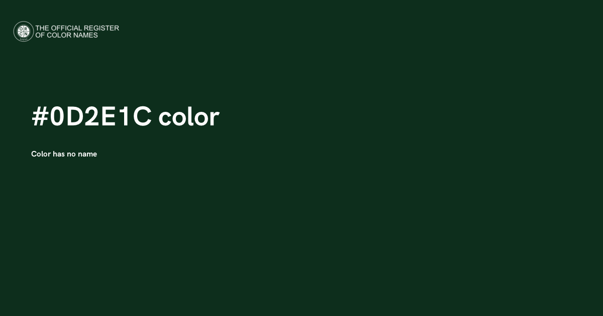 Bush color - #0D2E1C - The Official Register of Color Names