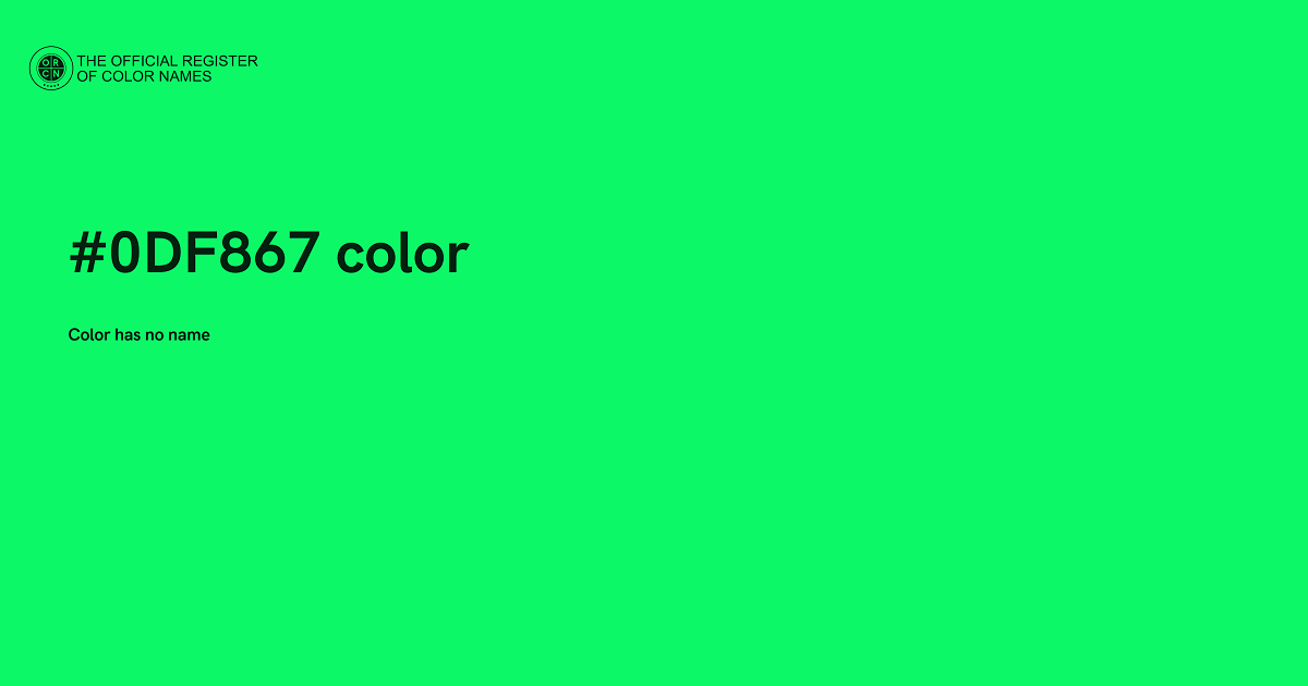 Color #0DF867 - The Official Register of Color Names