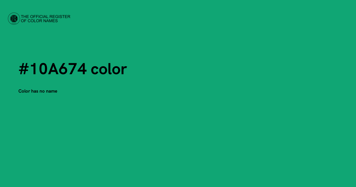 Bluish Green color - #10A674 - The Official Register of Color Names