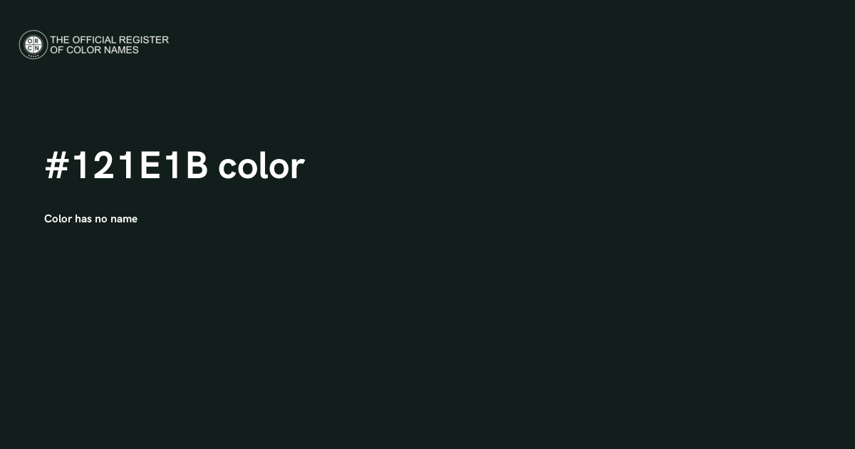 Color #121E1B - The Official Register of Color Names