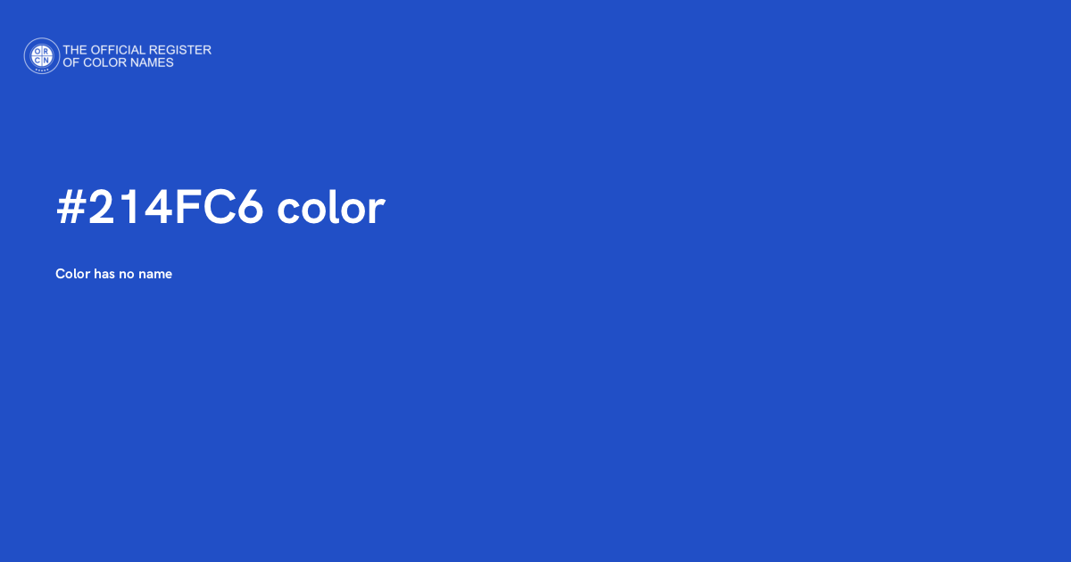New Car color - #214FC6 - The Official Register of Color Names