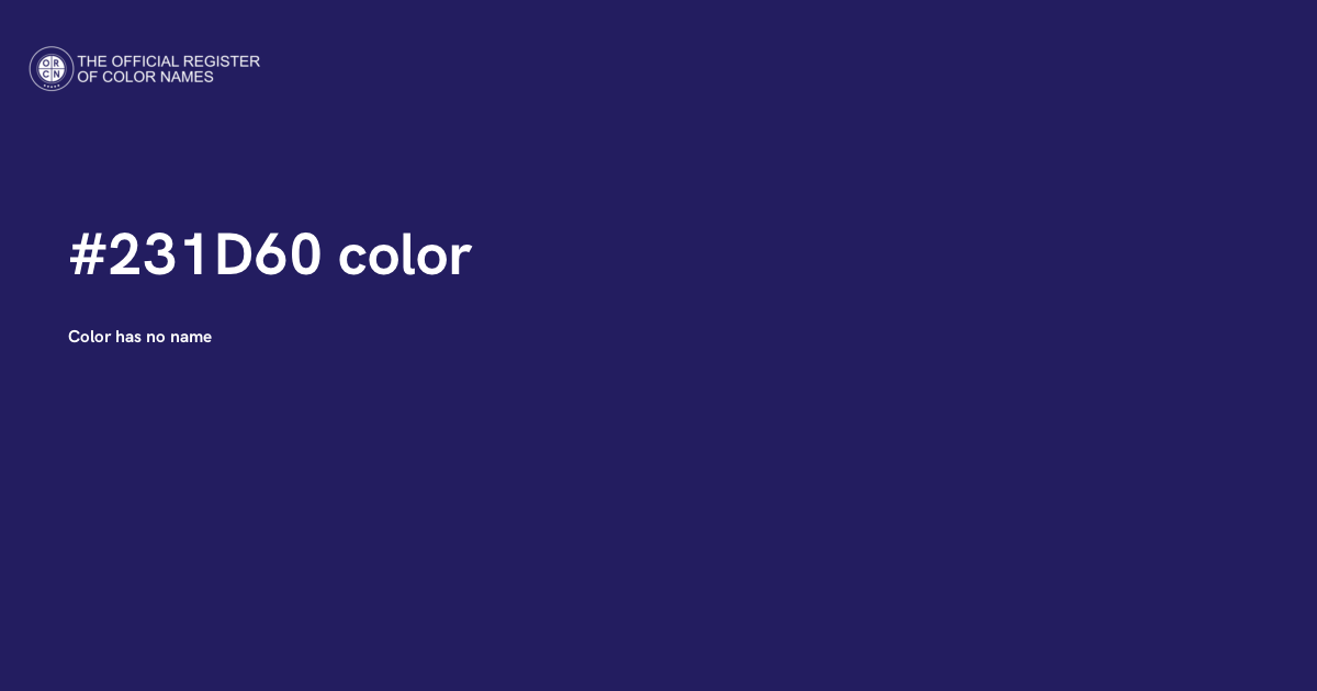 Color #231D60 - The Official Register of Color Names