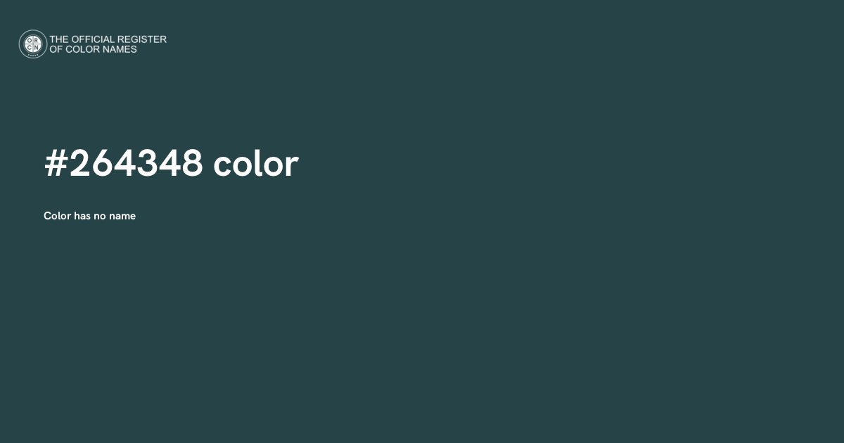 Japanese Indigo color - #264348 - The Official Register of Color Names