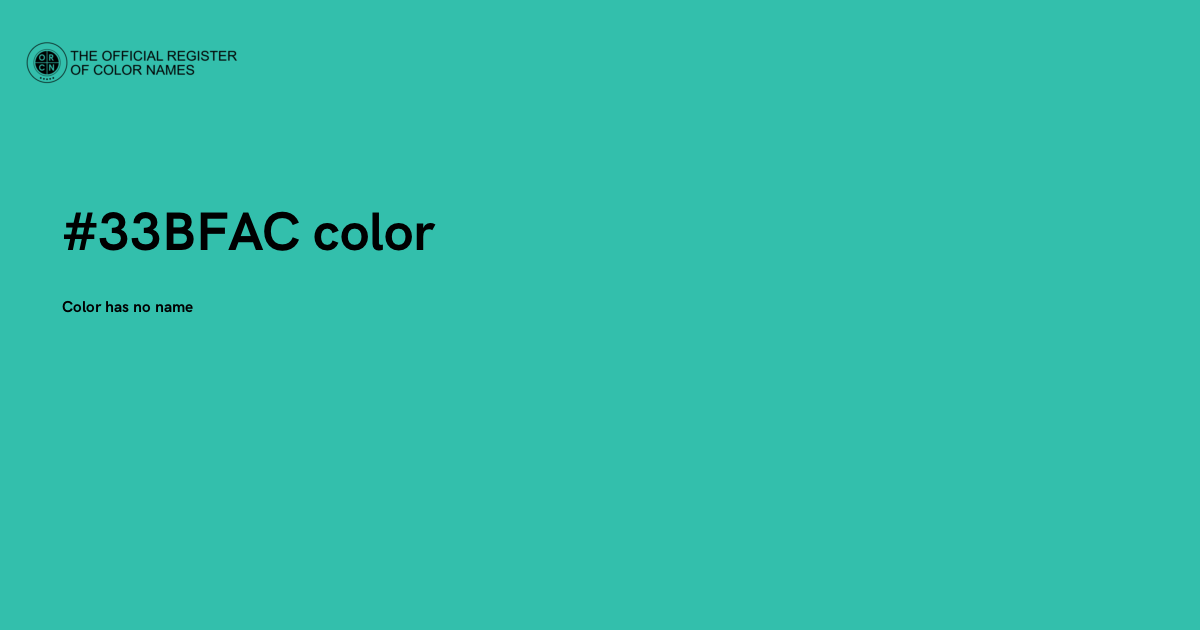 Color #33BFAC - The Official Register of Color Names