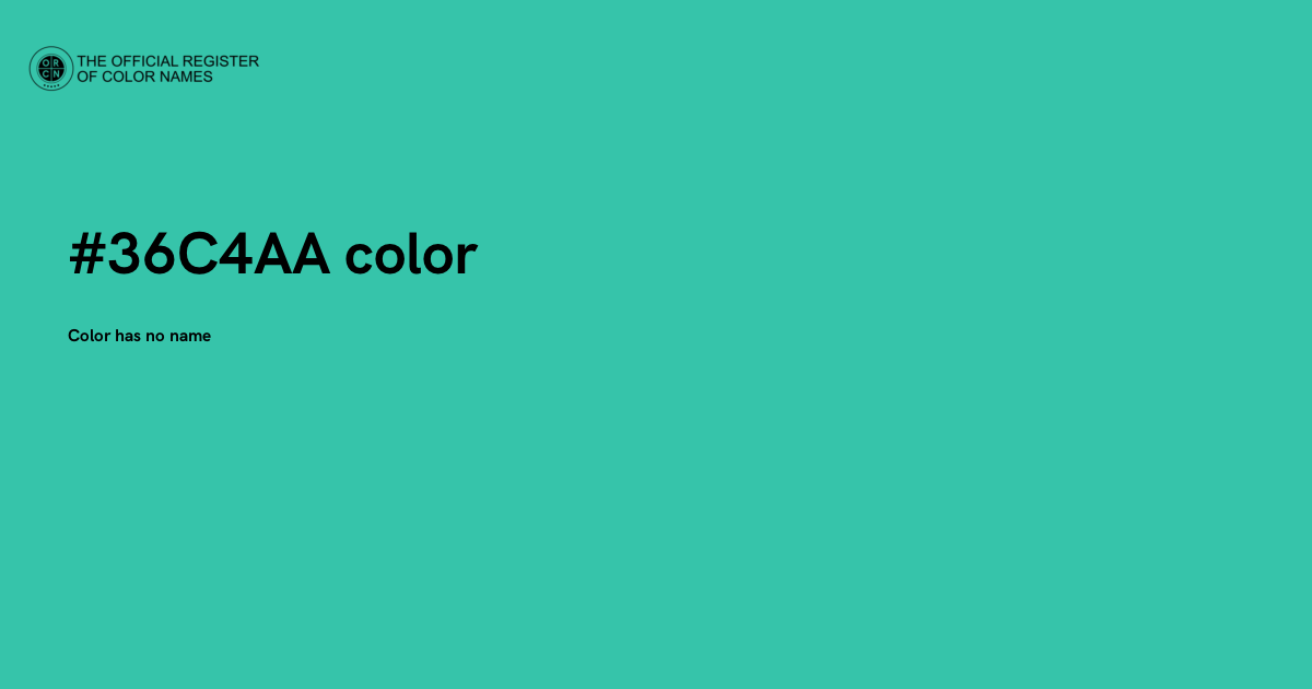 Color #36C4AA - The Official Register of Color Names