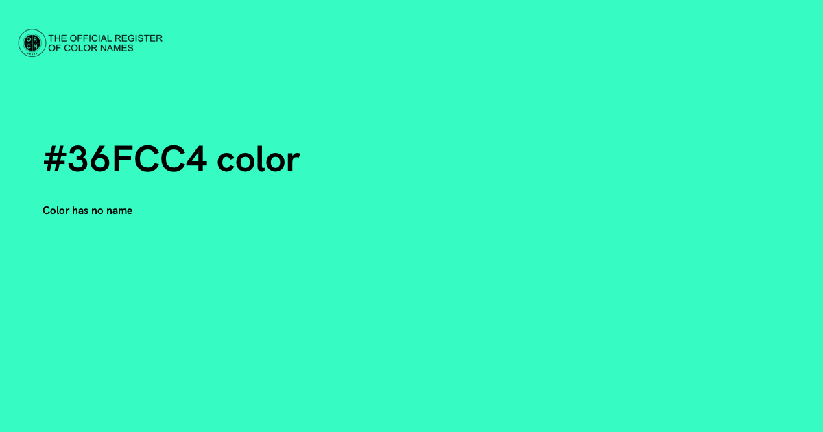 Color #36FCC4 - The Official Register of Color Names