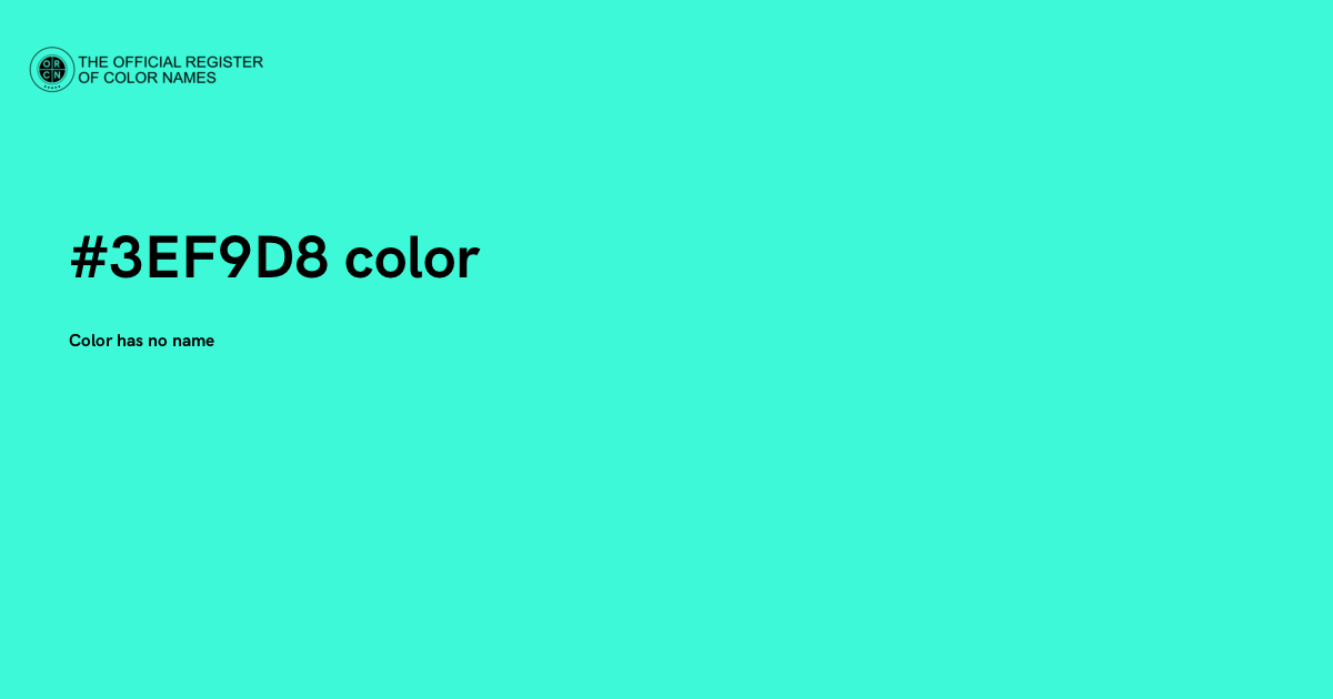 Color #3EF9D8 - The Official Register of Color Names