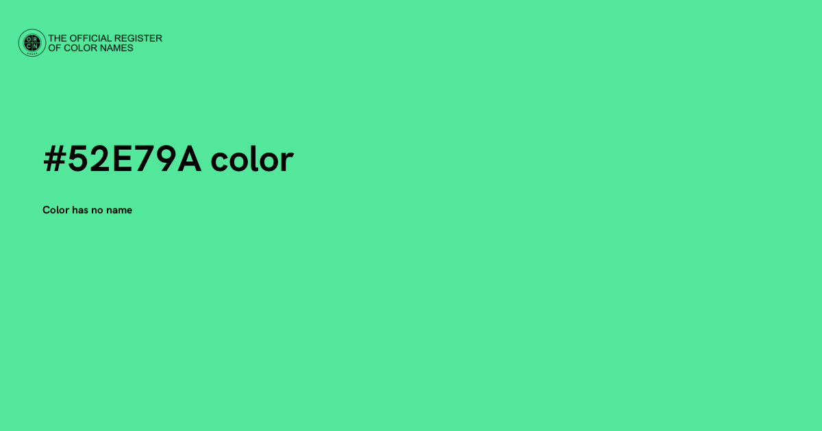 Color #52E79A - The Official Register of Color Names