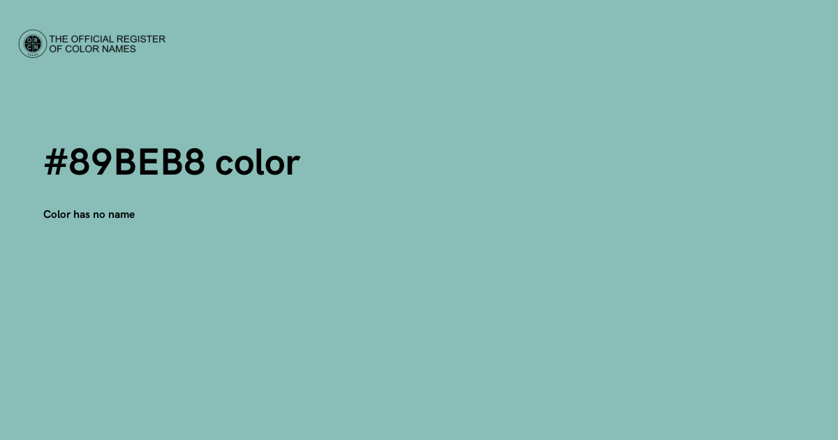 Color #89BEB8 - The Official Register of Color Names