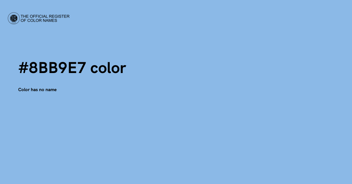 Light Azure color - #8BB9E7 - The Official Register of Color Names