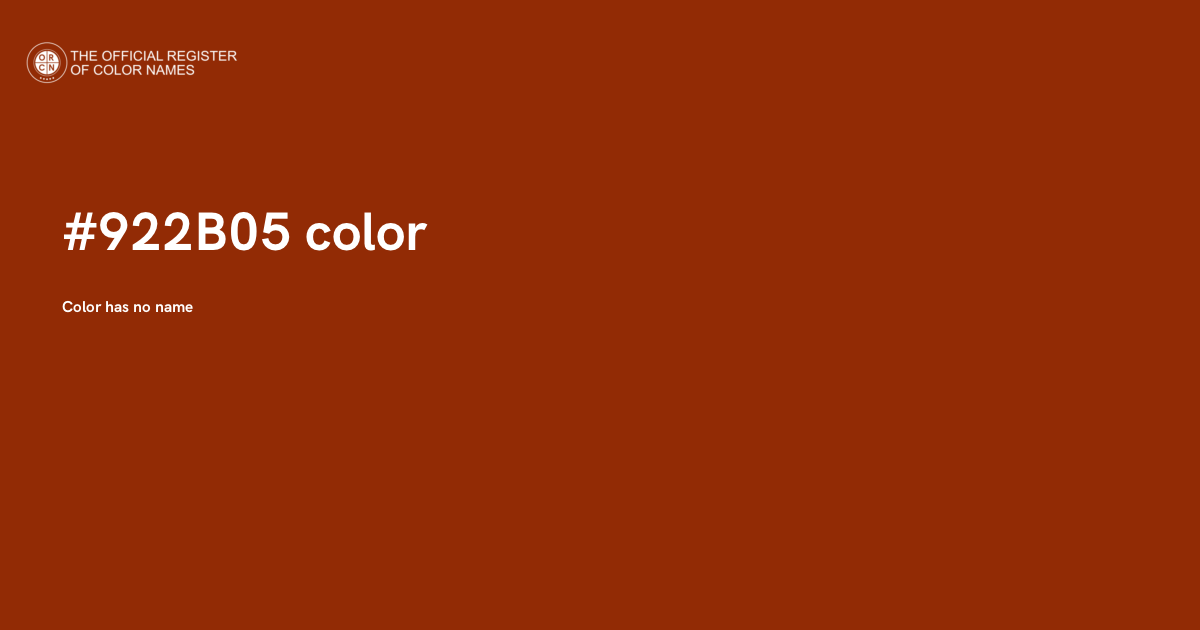 Brown Red color - #922B05 - The Official Register of Color Names