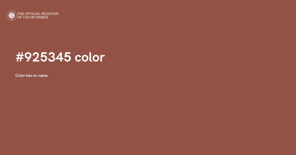 Copper Fire color - #925345 - The Official Register of Color Names