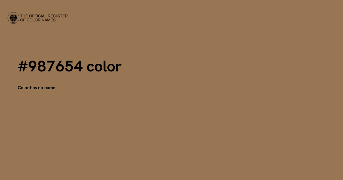 Pale Brown color - #987654 - The Official Register of Color Names