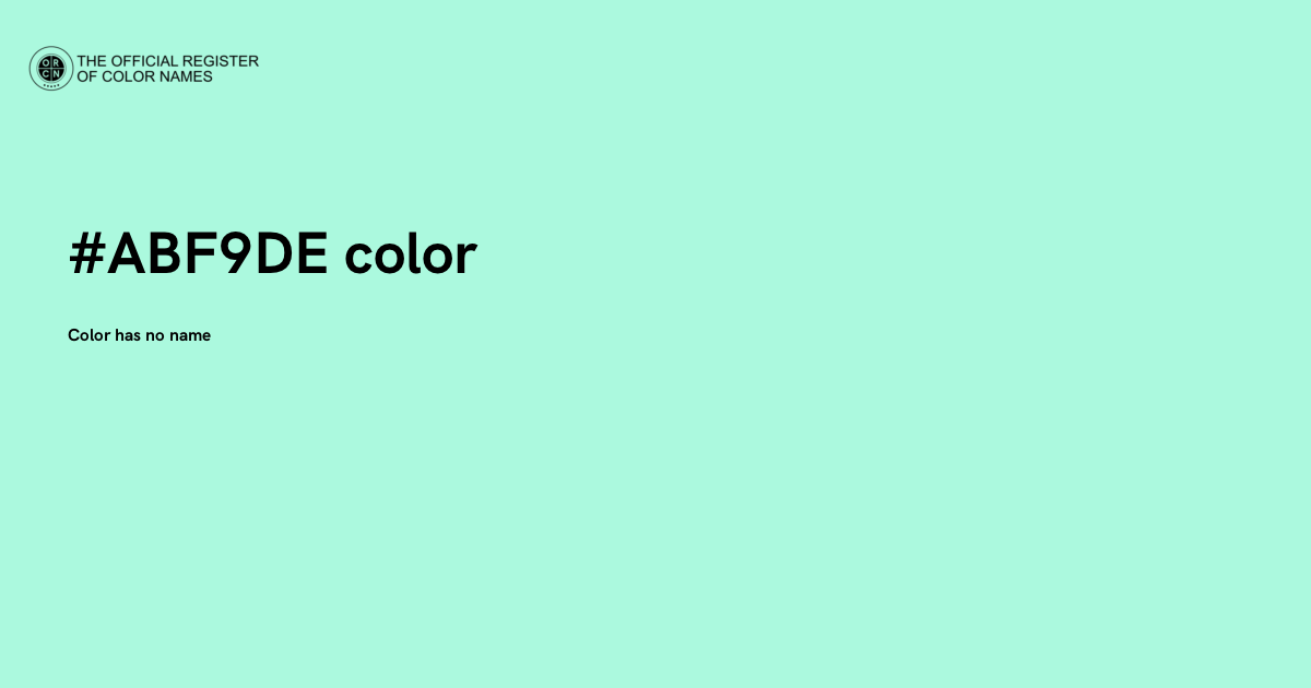 Color #ABF9DE - The Official Register of Color Names
