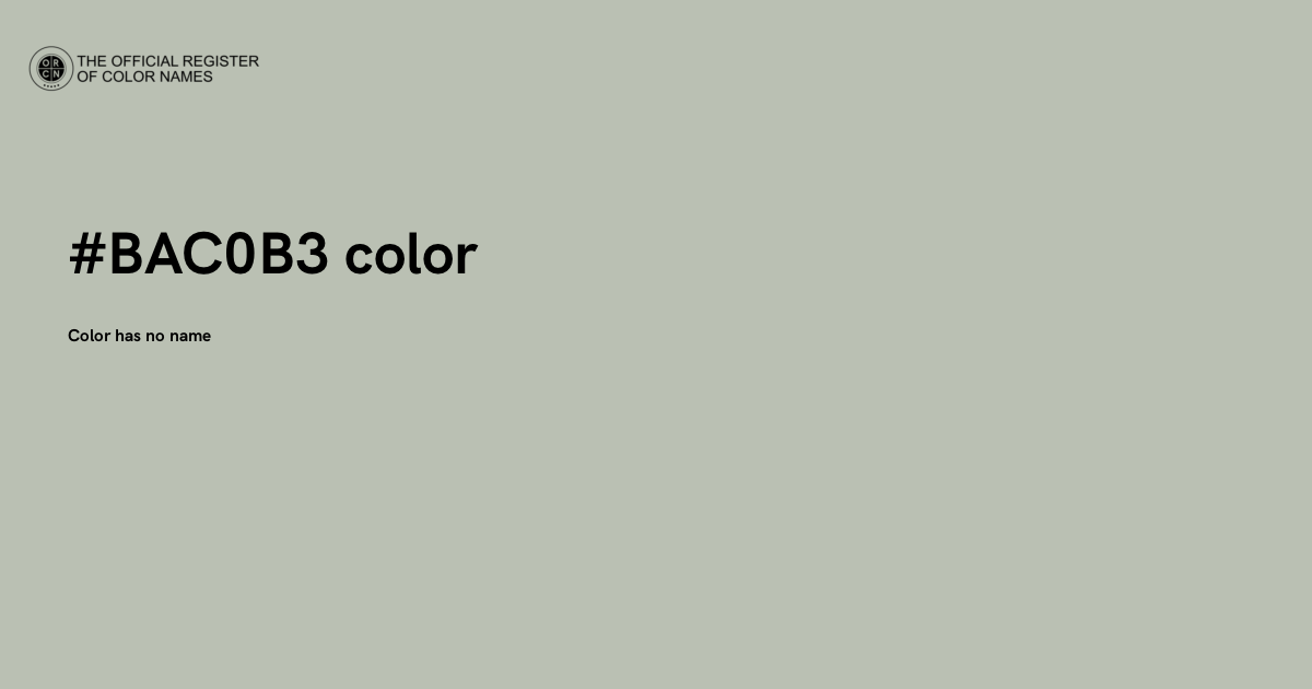 Tasman color - #BAC0B3 - The Official Register of Color Names
