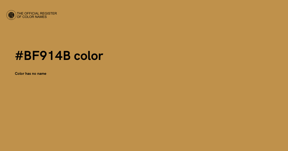 Tussock color - #BF914B - The Official Register of Color Names