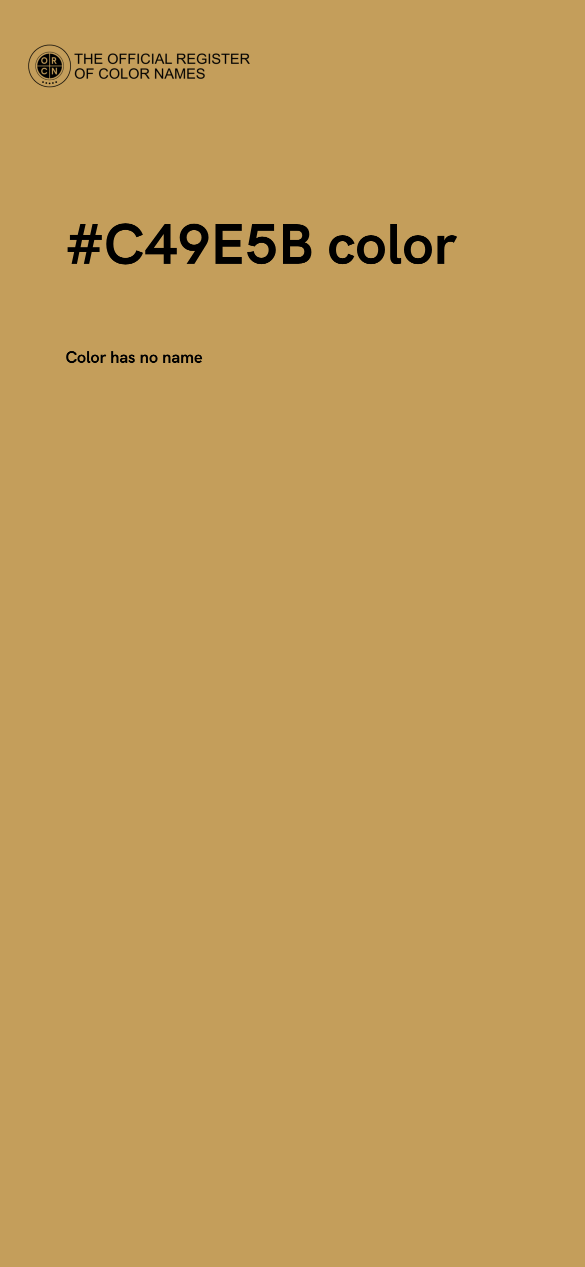 Metallic Brass color - #C49E5B - The Official Register of Color Names