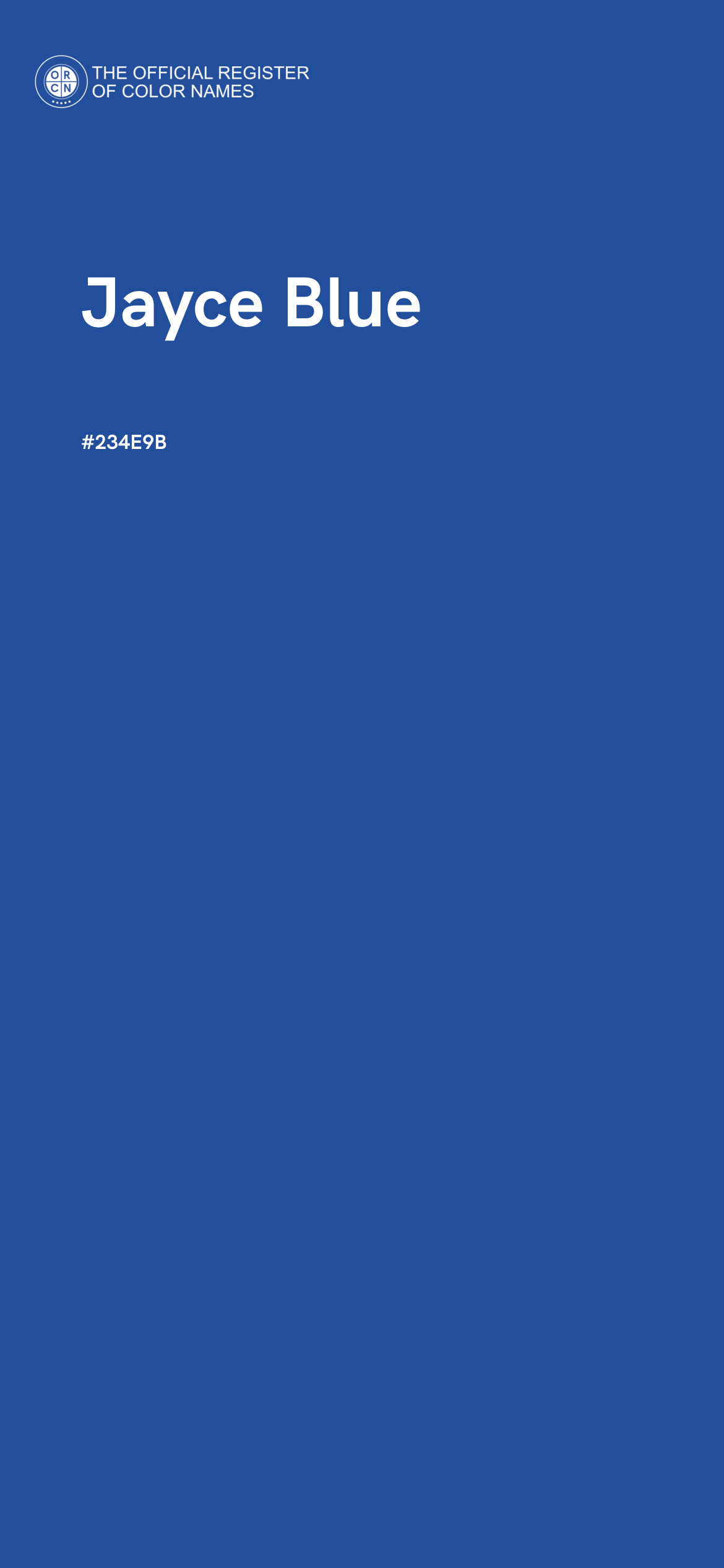 Jayce Blue color - #234E9B - The Official Register of Color Names